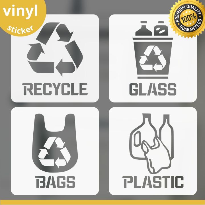 Ready Made 】Recycle / Glass / Bags / Plastic- Vinyl Decal Sticker for ...