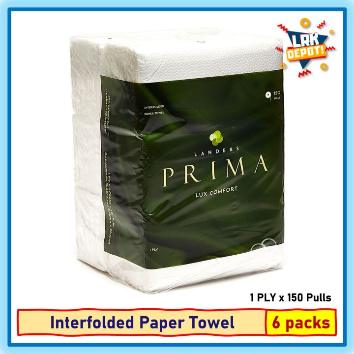 Prima Lux Comfort Interfolded Paper Towel Tissue (6 Packs) - 1 ply x ...