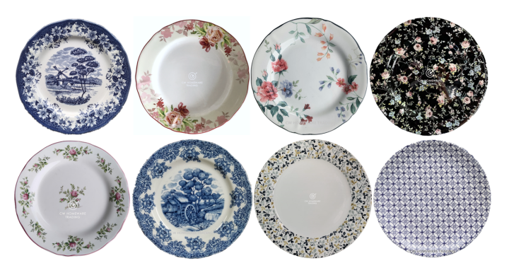 Claytan 10" Dinner Plate -Windmill Blue/Victory Blue/Florid/Moss Roses ...