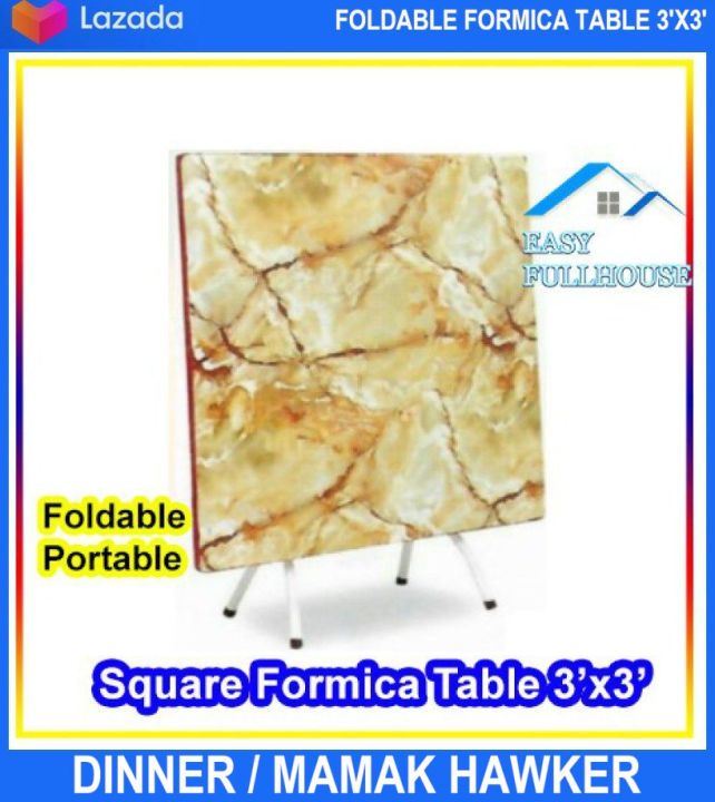 Foldable Formica Table 3'x3' / Dinner Table / Mamak Hawker Table / Meja ...