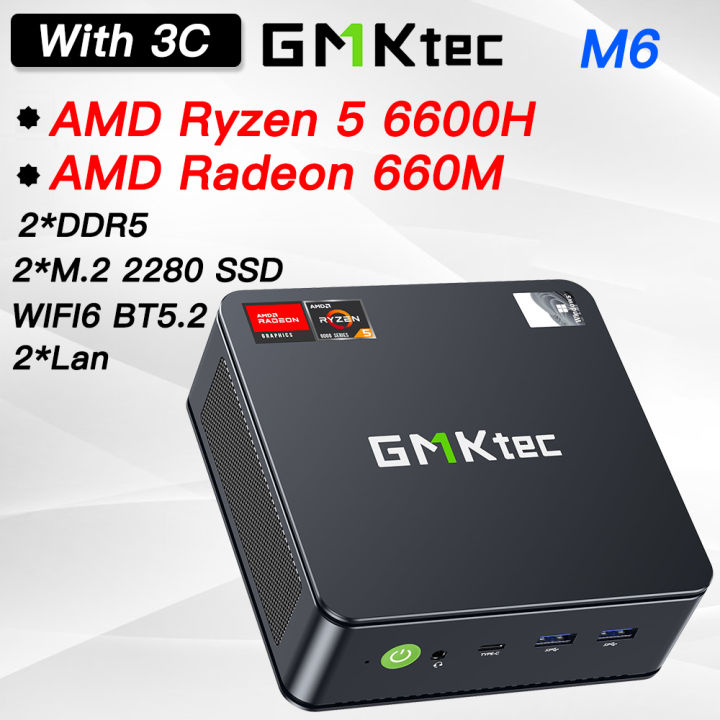 GMKtec M6 AMD Ryzen 5 6600H Mini PC 2*DDR5 RAM NVMe PCIe SSD WIFI6 BT5 ...
