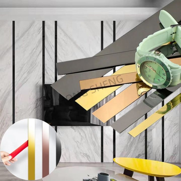 5Meter 8K Wall Sticker Titanium Gold Steel Flat Decorative Room ...