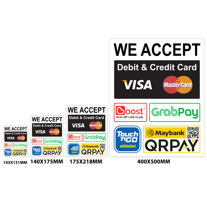 WE ACCEPT CREDIT & DEBIT CARD PVC SIGN STICKER, SIZE AVAILABEL ...
