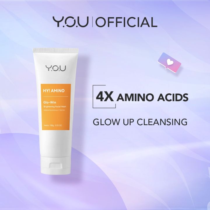 Y.O.U Hy! Amino Glo-Win Brightening Facial Wash 100g |Bright and Plump ...