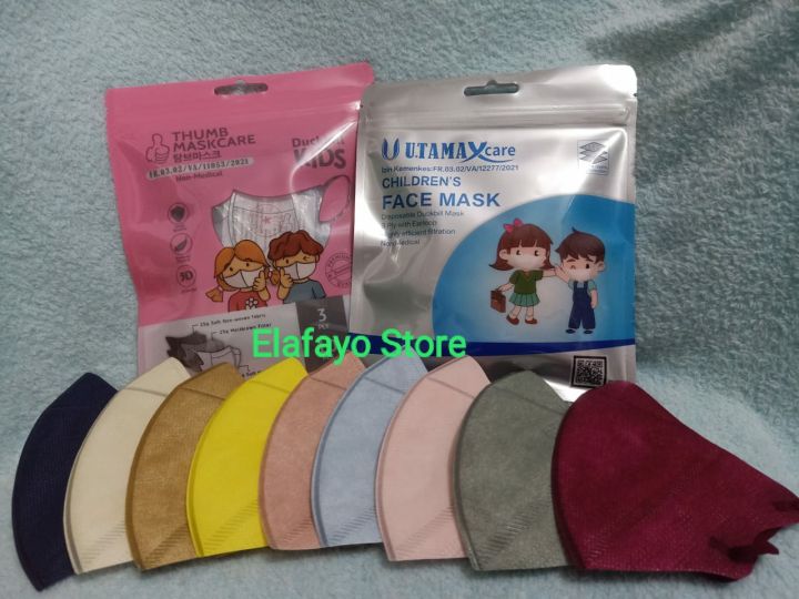 Masker Duckbill Anak Warna Pastel 1 Pak Isi 10 Pcs Mix Warna / Masker ...