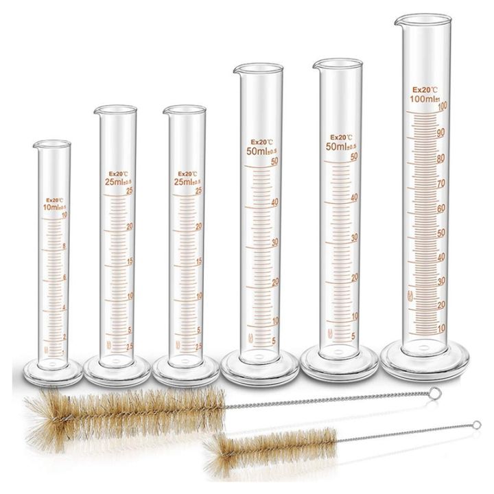 Thick Glass Graduated Measuring Cylinder Set Glass With Two Brushes ...