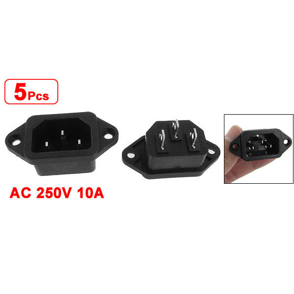 5 Pcs 3P IEC 320 C14 Male Plug Panel Power Inlet Sockets Connectors AC ...