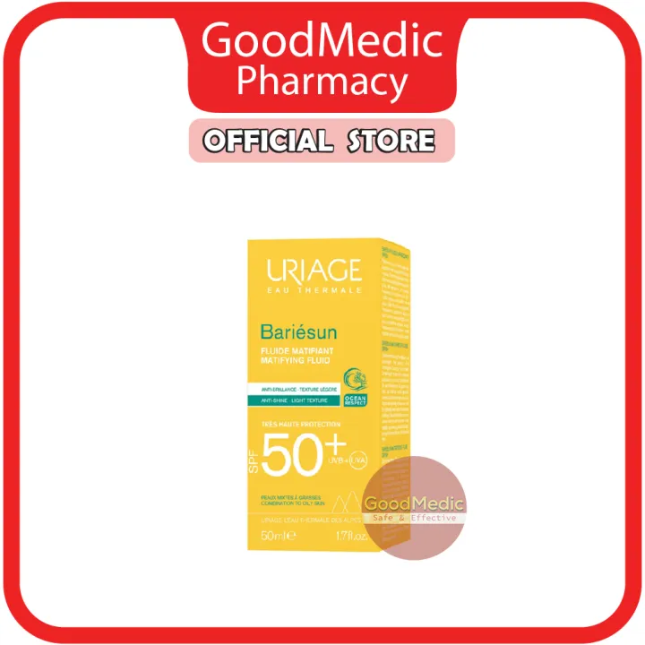 Uriage Bariesun Matifying Fluid SPF 50+ UVB + UVA 50ml Ocean Respect Anti Shine & Light Texture ...