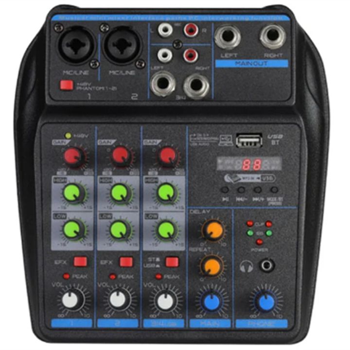 (BXNZ) 4 Channel Audio Mixer Sound Mixing Console Bluetooth 48V Power ...
