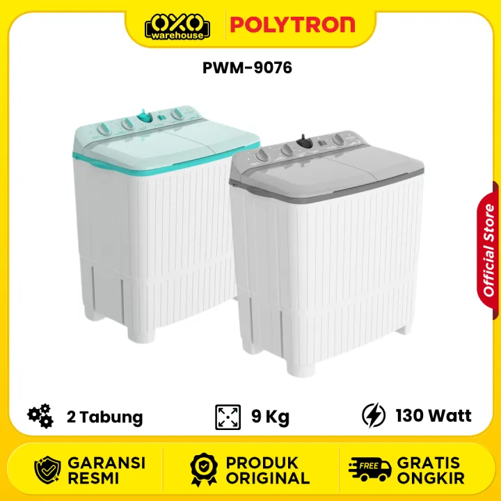 POLYTRON Mesin Cuci 2 Tabung 9 KG Samba Series Hijab - PWM 9076 Garansi ...