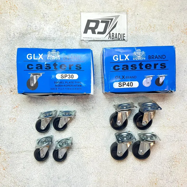 Roda Casters Castor Nylon Gepeng Hitam GLX SET SP 30 SP 40 1.25" 1.5 ...