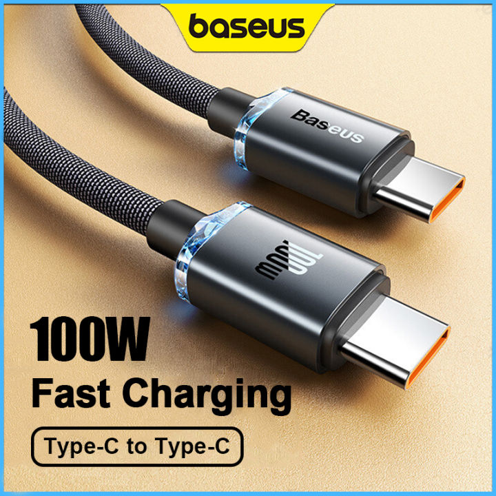 Baseus 100W Type-C Cable สายเคเบิล Type-C To Type-C 100วัตต์สายเคเบิลข้อมูลสายชาร์จเร็ว-ผ้าถัก ...