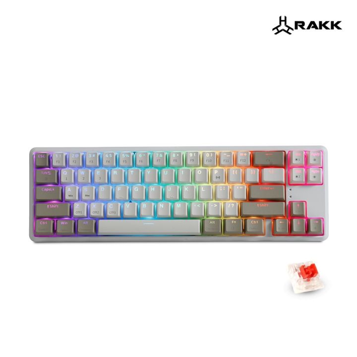 RAKK Pluma 68 Keys and Trimode RGB White and Black Wireless Bluetooth 5 ...
