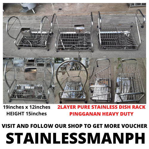 PURE STAINLESS 2 LAYER DISH RACK PINGGANAN HEAVY DUTY WITH FREE ITEM ...