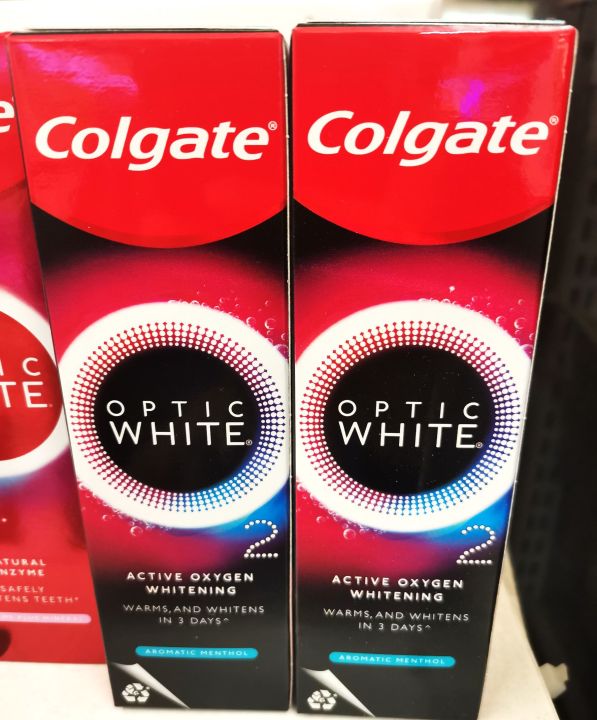 Colgate Optic White O2 Aromatic 85g. ยาสีฟันคอลเกต อ๊อพติคไวท์ โอทู ...