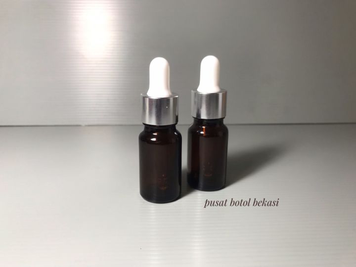 Botol kaca pipet 10ml coklat tebal - Ring silver ( ISI 20 PCS ...