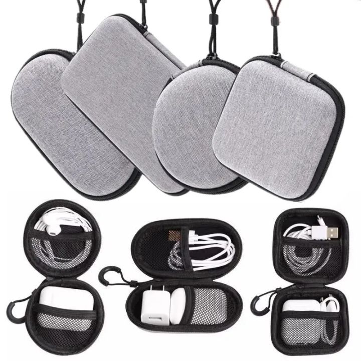 Earphone Storage Bag Hard Shell Data Cable Organizer Portable ...