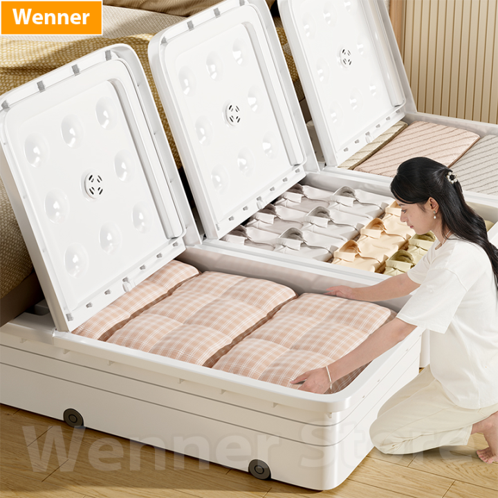 110L Storage Box for Clothes Under Bed with Wheels Megabox Storage Box ...
