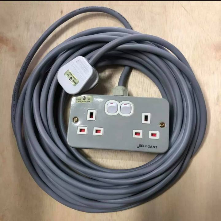 HEAVY DUTY METAL DOUBLE EXTENSION SOCKET 100% COPPER WIRE (ALL SIRIM ...