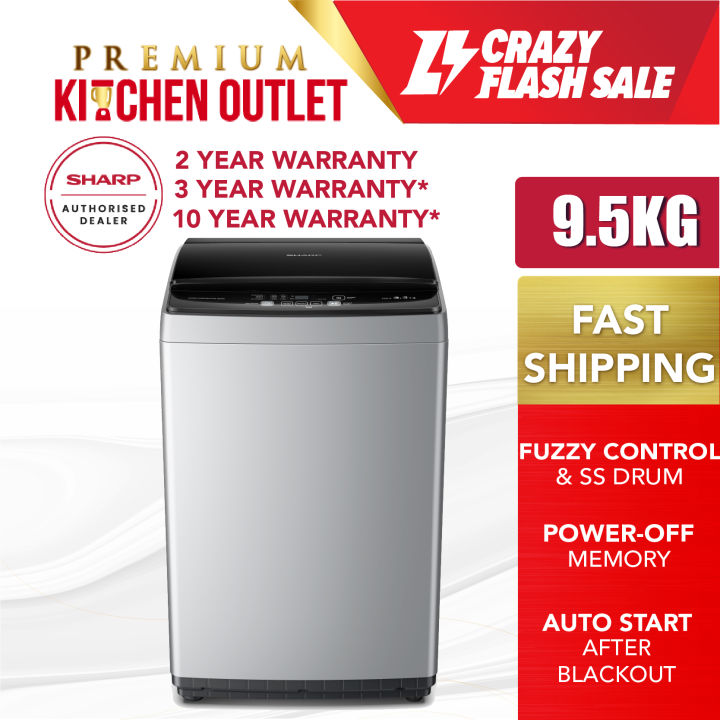 【Own Truck Delivery】Sharp 9.5KG Fully Auto Top Load Washing Machine ...