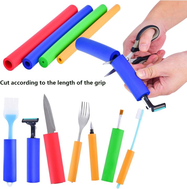 Foam Tube Grip/Foam tubing- 8PCS (4 Sizes) Comfortable Aid for Utensils ...