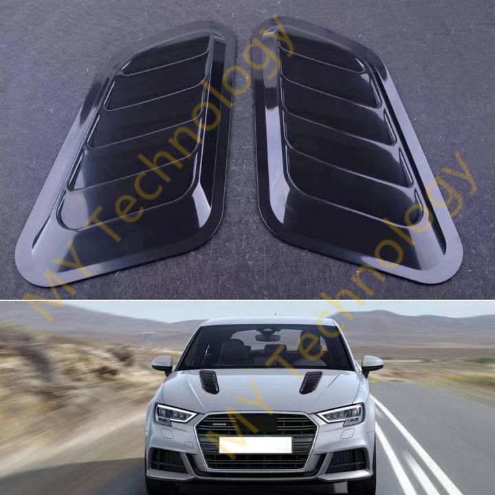 2pcs Universal Fit ABS Gloss Black Car Air Flow Intake Scoop Hood Vent ...
