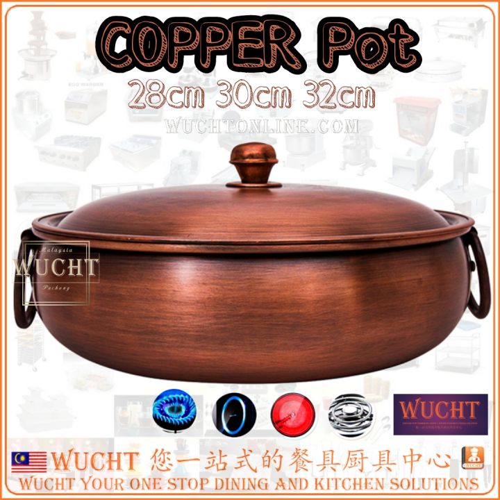【WUCHT】Copper Pot with Lid Copper Soup Pot Steamboat Pot Old Fashioned ...