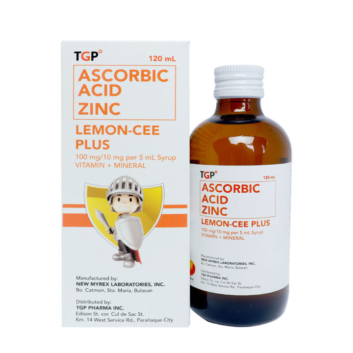 LEMONCEEPLUS (TGP) Ascorbic + Zinc 100mg/10mg Syrup 120ml bottle for ...