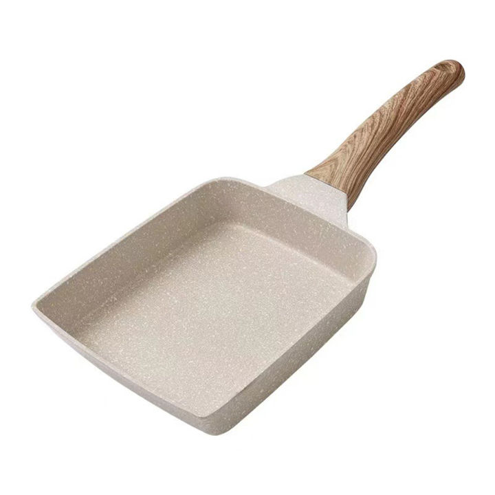 Japanese Tamagoyaki Pan with Wooden Handle Nonstick Rectangle Omelette ...
