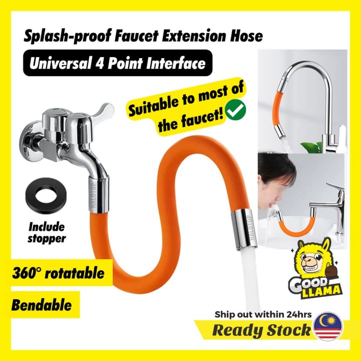 Faucet 360° Extension Universal Hose Pipe Bendable Rotatable Splash ...