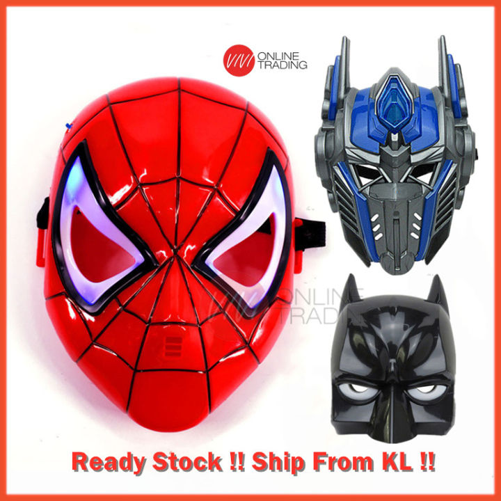 Children's Cartoon Super Hero Mask With Light Toy Spiderman Batman ...