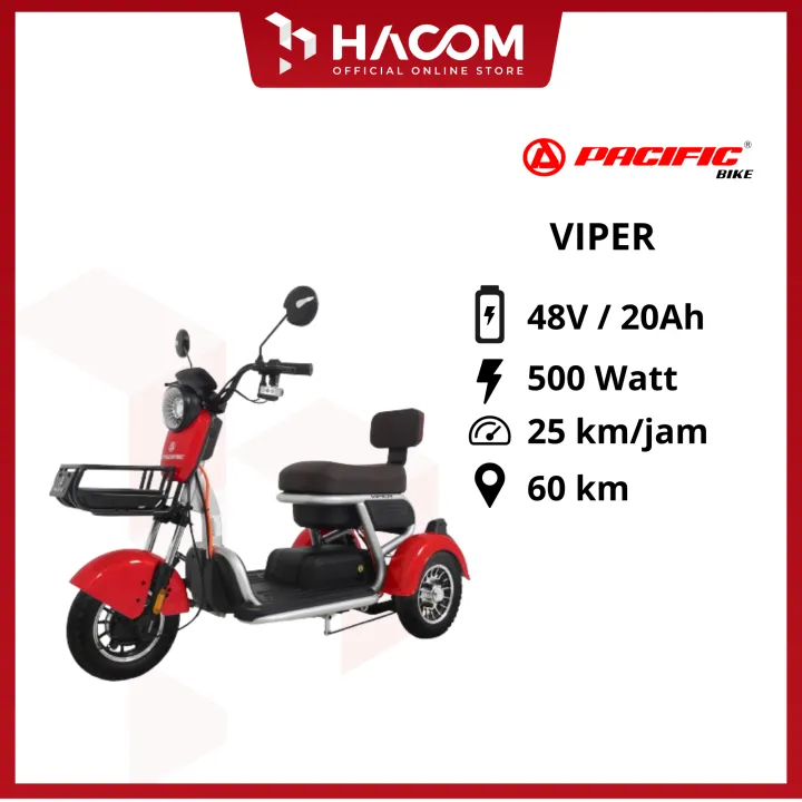 SEPEDA LISTRIK RODA TIGA PACIFIC VIPER NEW GARANSI RESMI | Lazada Indonesia