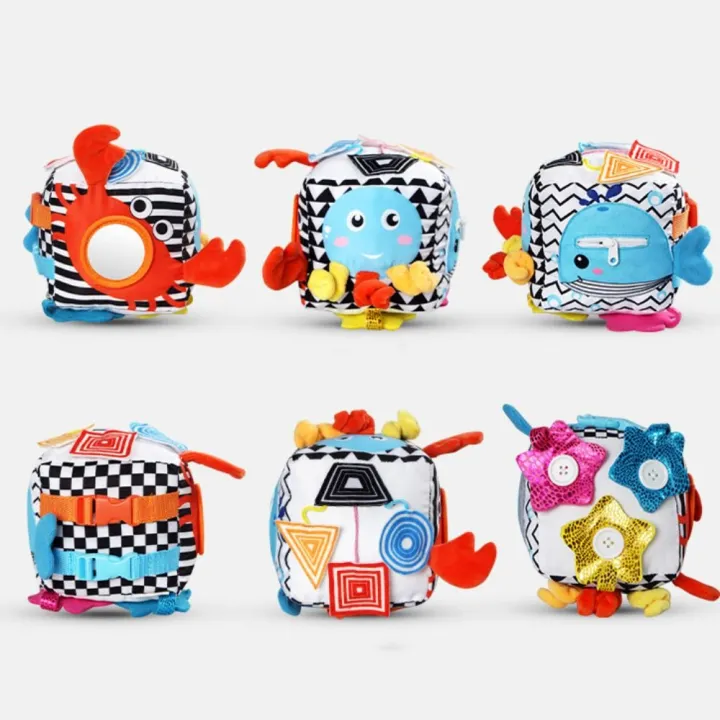 TANFU Square Ball Cubic Activity Learning Toy with Zippers Rattles ...