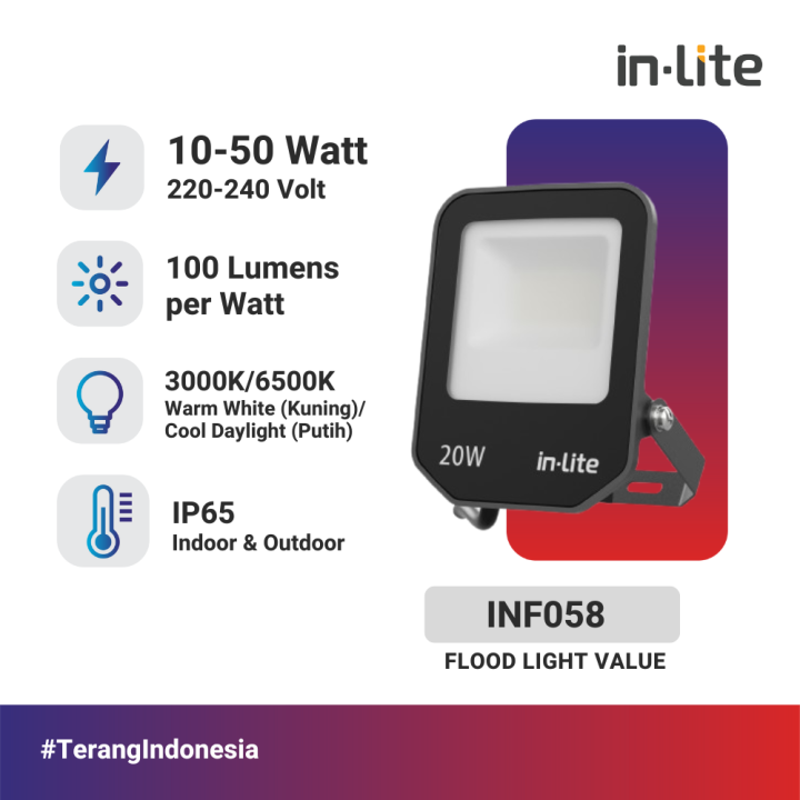 In-Lite Flood Light Value Lampu Sorot LED INF058 10-50 watt | Lazada ...