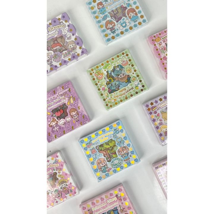 Hộp Tấm Sticker Kích Thước 8x8cm miếng dán Cute Trang Trí Bình Nước Cô ...