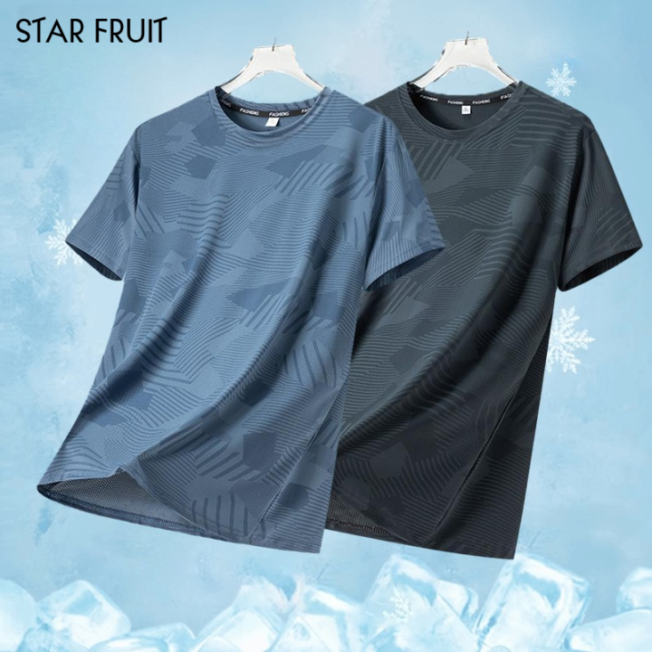 STAR FRUIT เสื้อยืดผ้าไหมน้ำแข็งแห้งเร็วสำหรับผู้ชายและผู้หญิง สไตล์ ...