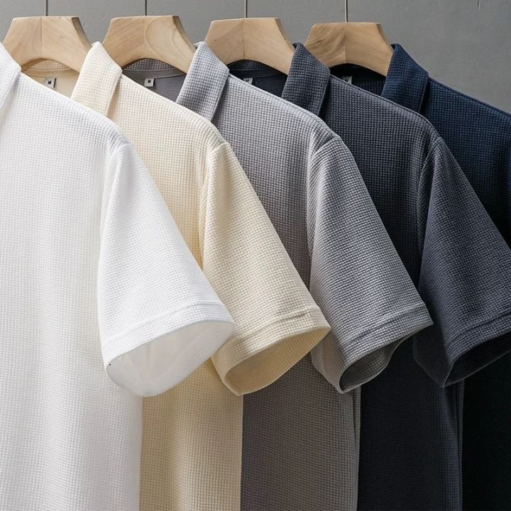 COD Waffle Polo Shirt High Quality Fashion Men and Women | Lazada PH