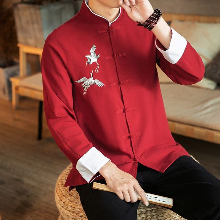 ＜1130＞Joso Plus Size Chinese Men's Casual Shirt Chinese Traditional ...
