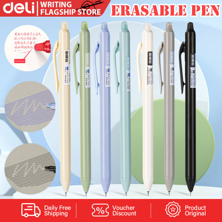 Deli Erasable Pen Erasable Press Erasable Gel Pen 0.5mmST Head Black ...