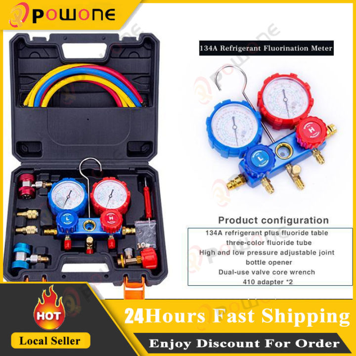 Slayers A/C R134A Manifold Gauge Set DOUBLE GAUGE MULTI R22 / R32 / R410 / R134A Auto Air ...