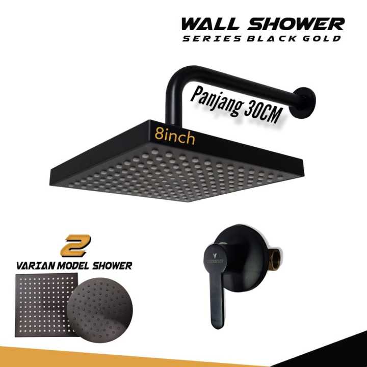 Wall Shower Set Hitam Stainless Shower Dinding Paket Kran Tanam ...