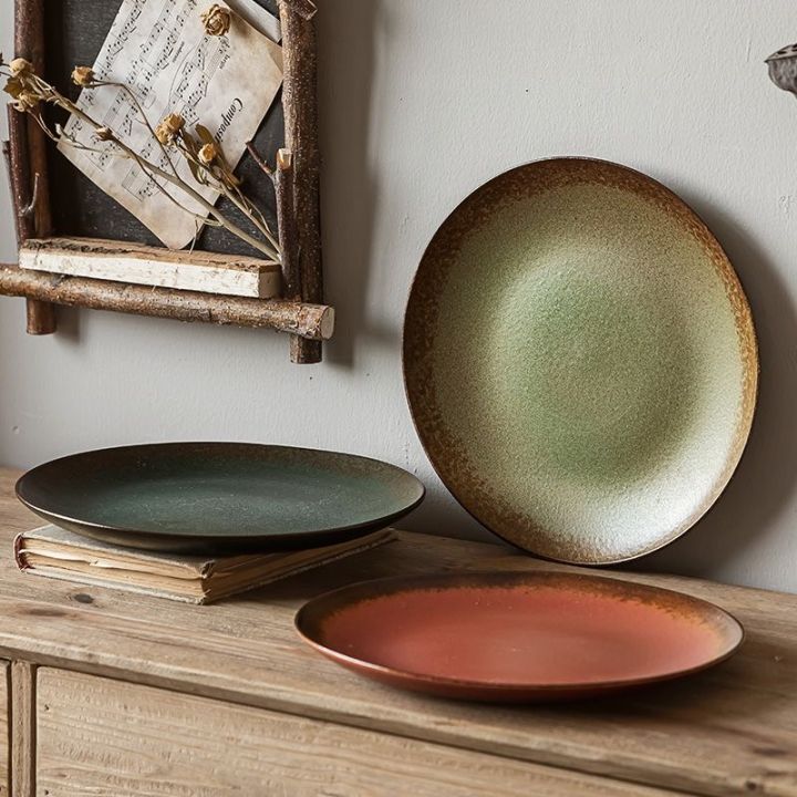 Kitchen Plus Speckled Green and Red 10 inch Ceramic Stoneware Dinner ...
