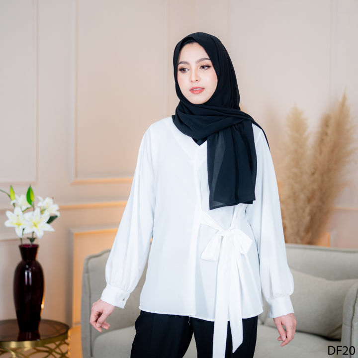 เสื้อ ผูกเอวโบว์ข้าง ผ้าบับเบิ้ลเกรดดี ใส่แล้วดูแพง เนื้อผ้าไม่ต้องรีด ยับยาก DF20 | Lazada.co.th