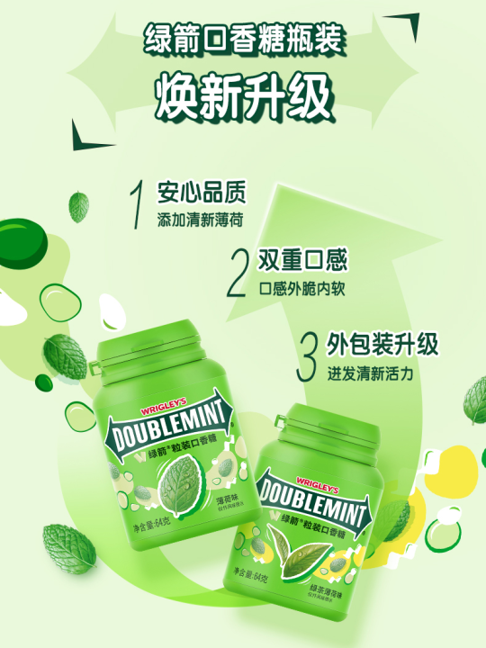 Green arrow chewing gum original mint about 40 *6 bottles of chewing ...