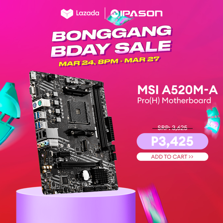 Ipason MSI AMD A520M-A PRO Motherboard (Socket AM4 Supported) | Lazada PH