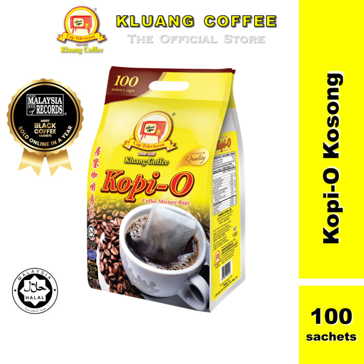 Kluang Coffee Cap Televisyen Kopi O Kosong Eco Pack (100 sachets x 1 ...