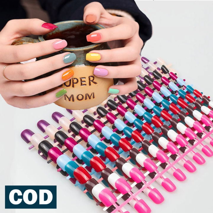 PREMIUM KUKU PALSU SQUARE SHORT GLOSSY 24 PCS + FREE LEM GEL DOUBLE ...