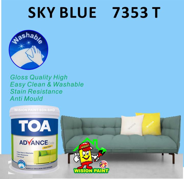 SKY BLUE 7353 T ( 1L or 5L or 15L ) TOA PAINT ADVANCE COTE EASY CLEAN GLOSSY QUALITY INTERIOR ...