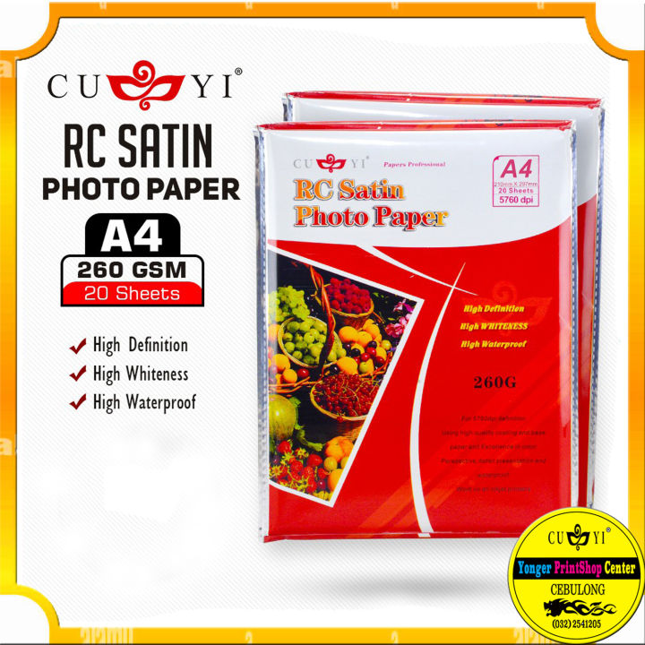 1 PACK A4 SIZE CUYI RC SATIN PHOTO PAPER WATERPROOF-CEBULONG CUYI | Lazada PH