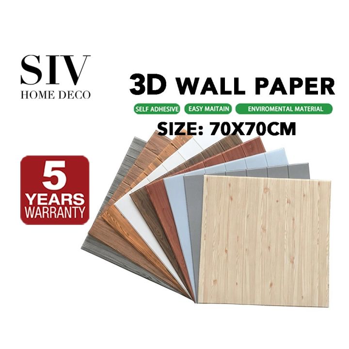 SIV Wood grain 3d stereoscopic anti-collision waterproof foam wallpaper ...